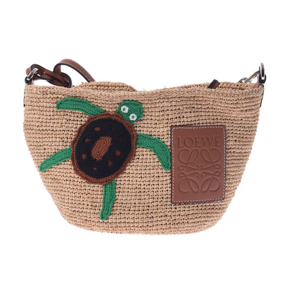 Loewe | Bags | Loewe Turtle Raffia Pochette Leather Shoulder Bag | Poshmark